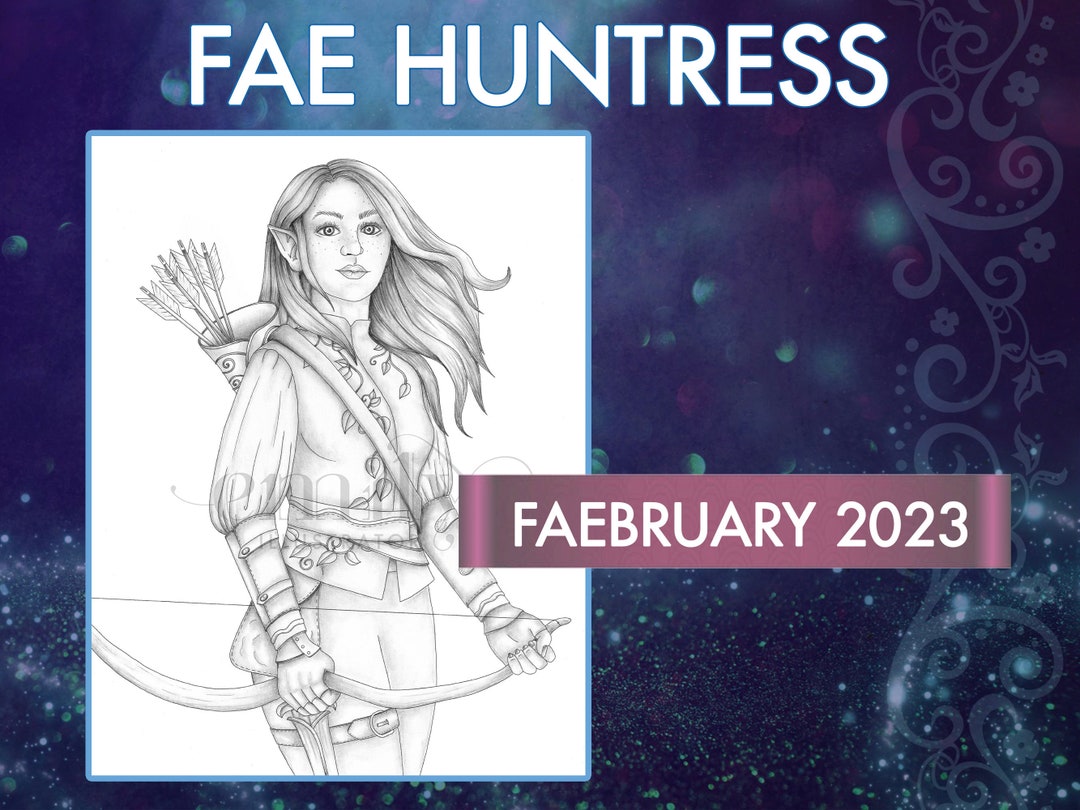 Faebruary "fae Hunter" Digital Download Coloring Page - Etsy