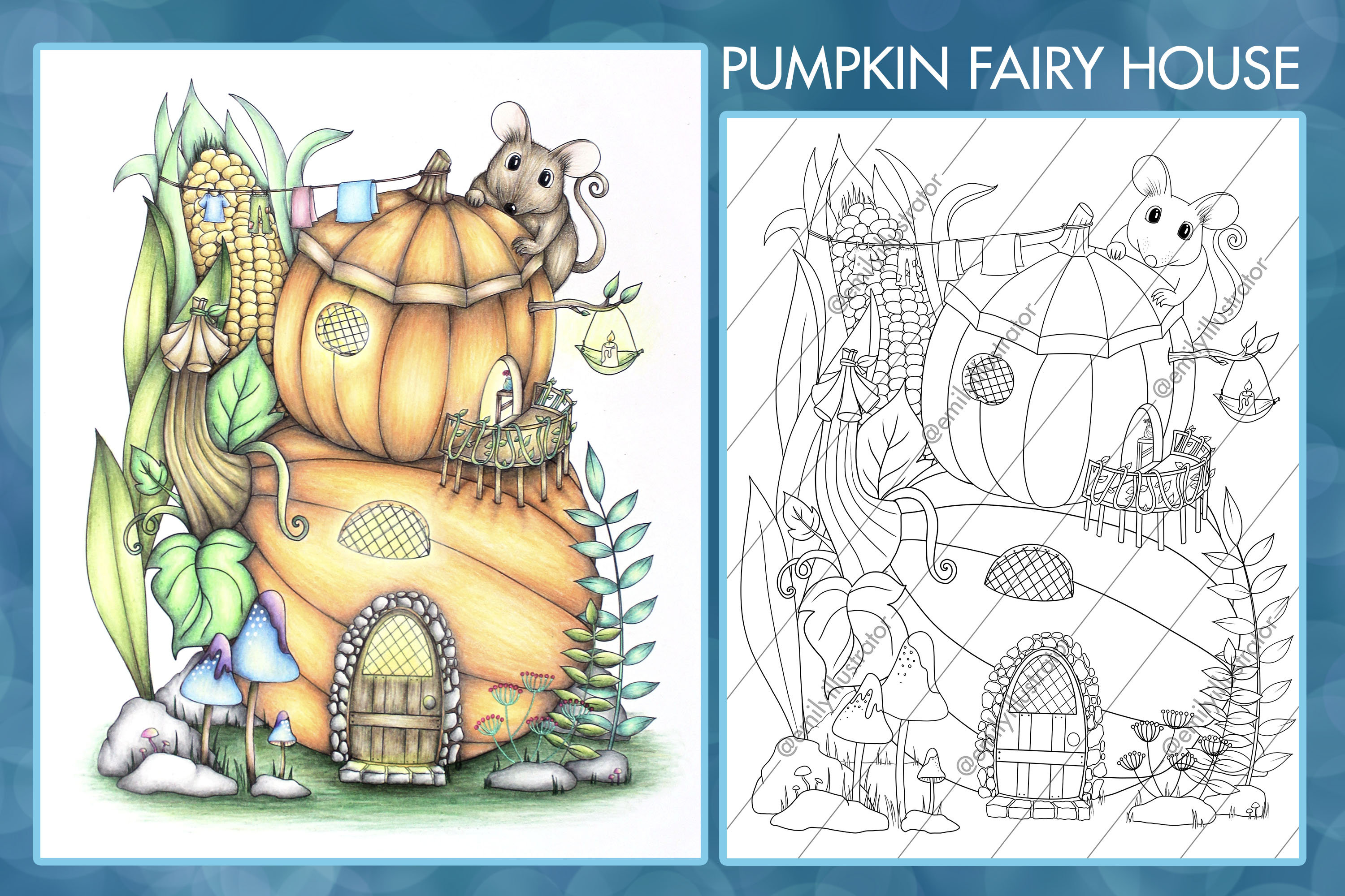 Pumpkin Fairy House Digital Coloring Page - Etsy