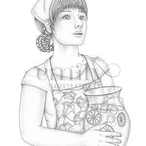 Lena Digital Coloring Page grayscale & Line Art - Etsy