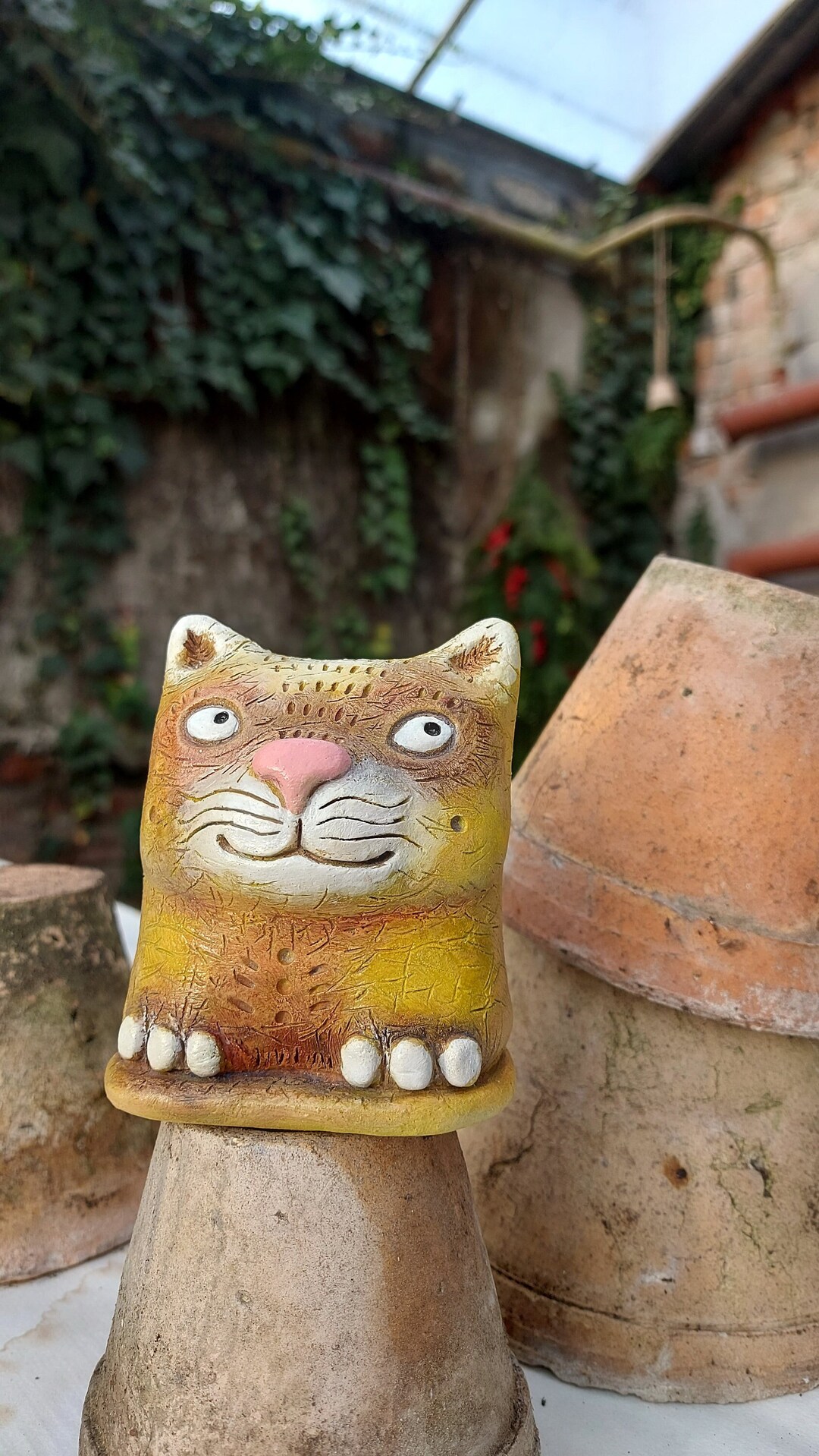 Ceramic Cat Figurine Handmade Cat Sculpture Clay Cat Gift for Cats ...