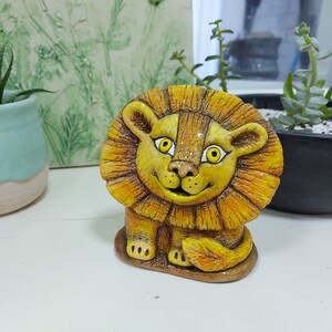 Ceramic Lion Figurine Handmade Lion Sculpture Pottery Lion Orange Lion ...