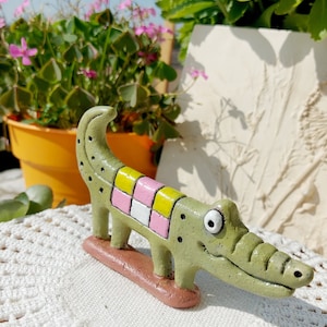 Ceramic Crocodile Figurine Ceramic Alligator Figurine Handmade ...
