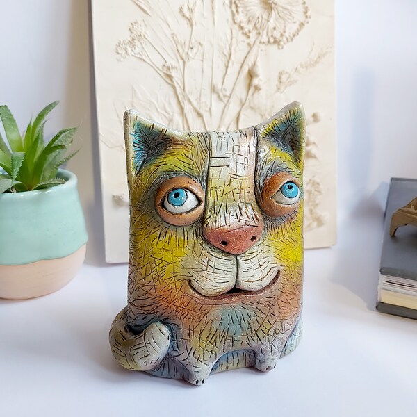 Ceramic Cat Figurine - Etsy