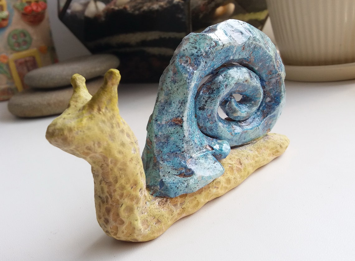 Ceramic snail Handmade snail Ceramic snail figurine Blue snail | Etsy