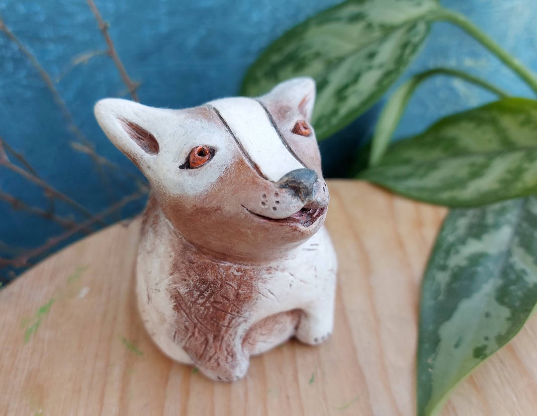 Ceramic Dog Figurine Handmade Dog Sculpture Cute Dog Clay Dog Gift for ...