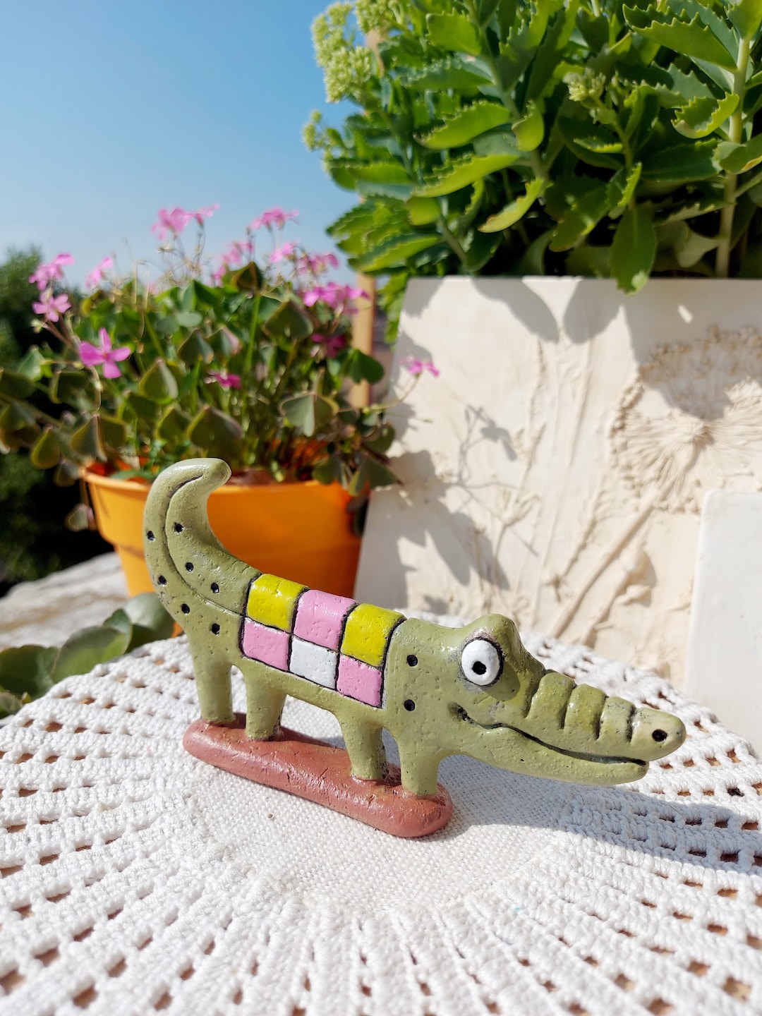 Ceramic Crocodile Figurine Ceramic Alligator Figurine Handmade ...