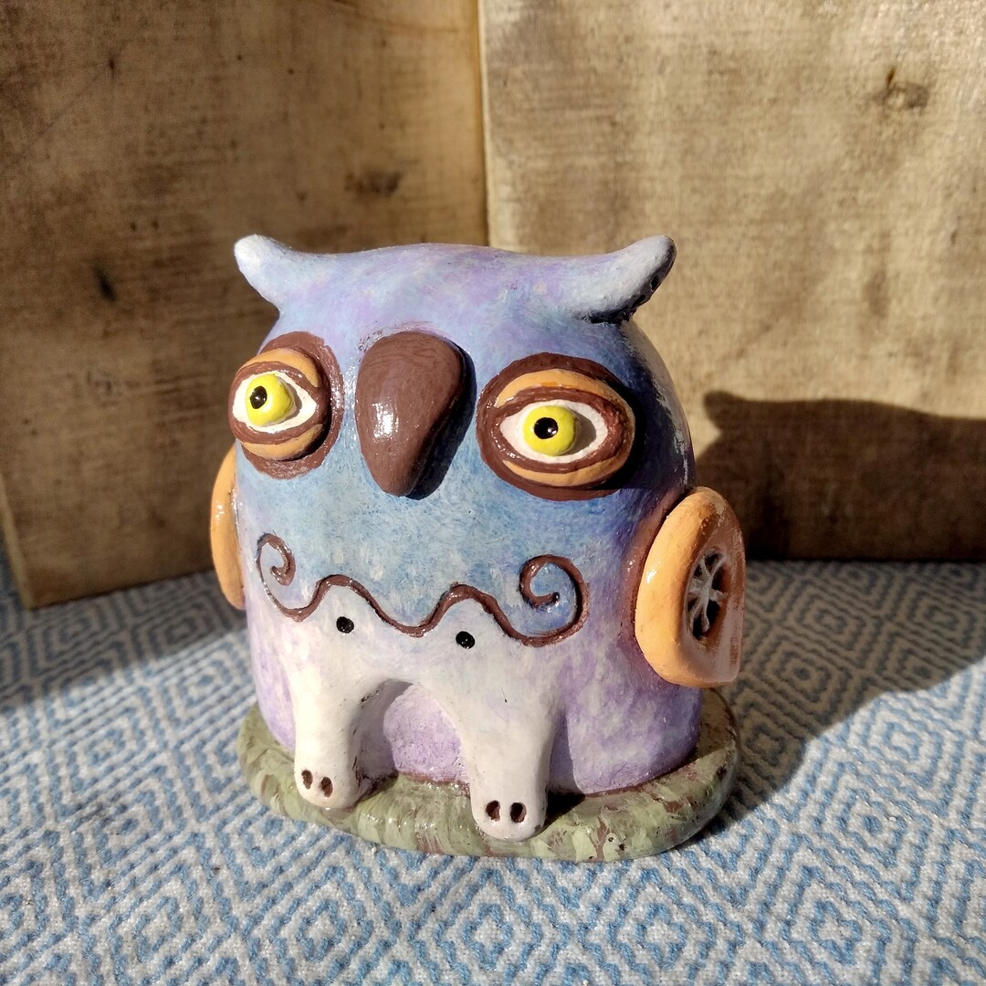 Ceramic Owl Figurine Handmade Owl Clay Owl Ceramic Bird Owl Totem Owl ...