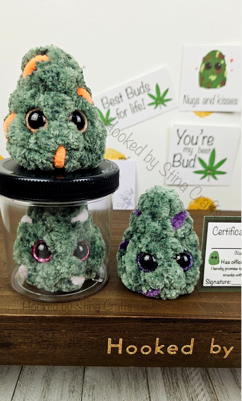 Mini Weed Nugget Plushie in Jar, Crochet Nugs, Smoke Station Decor, 420 ...