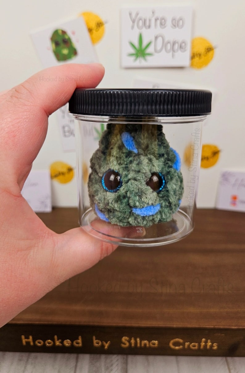 Mini Weed Nugget Plushie in Jar, Crochet Nugs, Smoke Station Decor, 420 ...