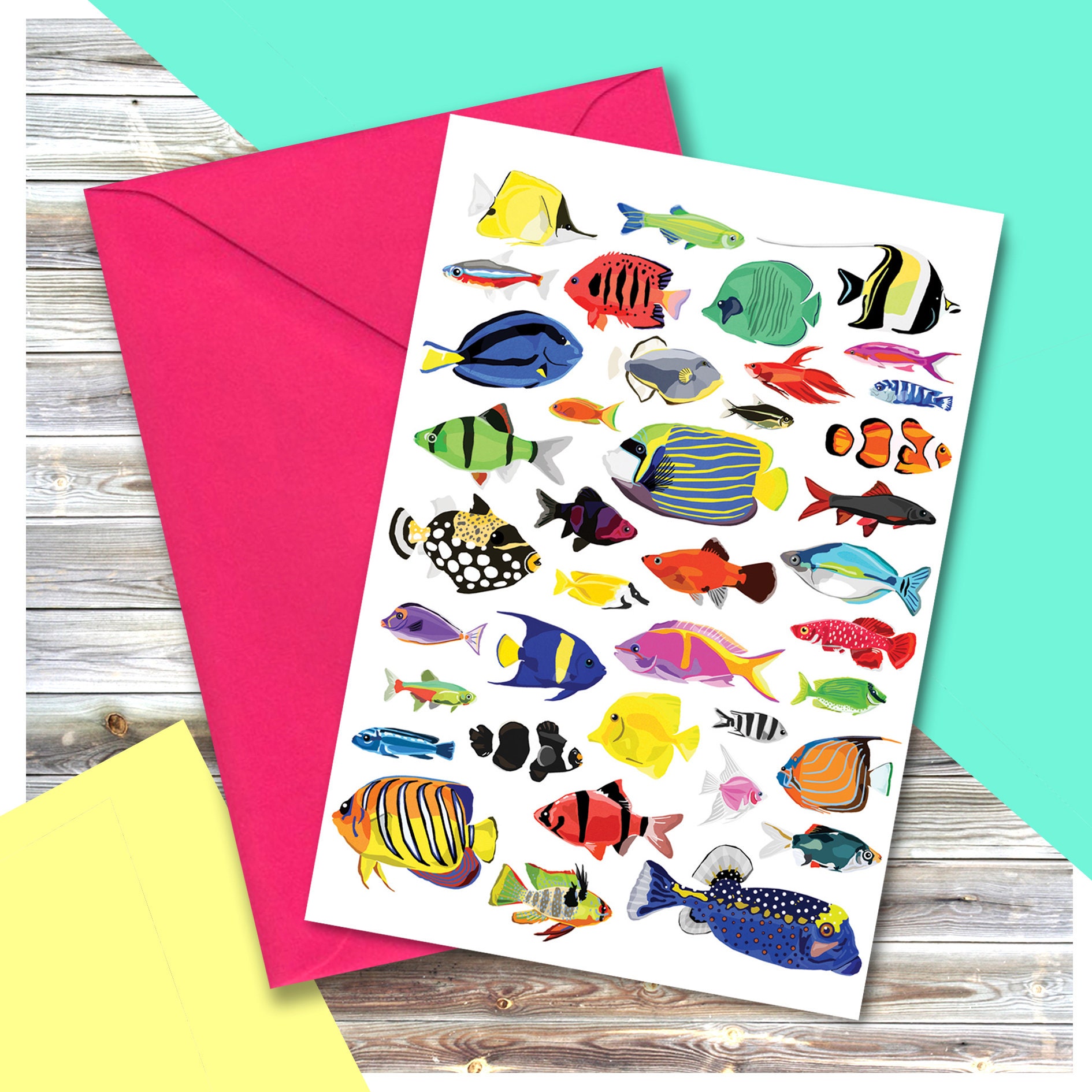 Tropical Fish Greeting Card Birthday Cards Gift for Him | Etsy UK