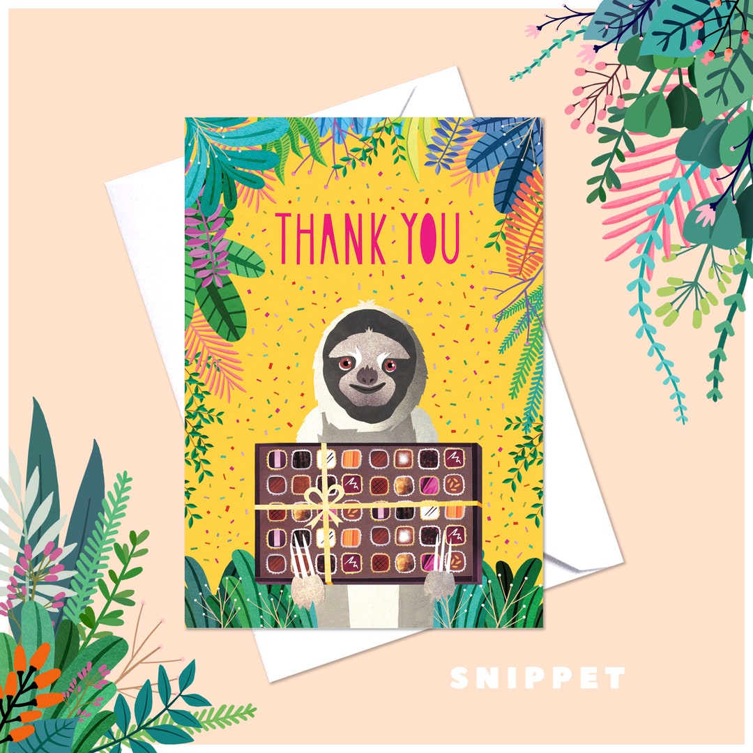 Sloth Thank You Greeting Card Thank You Cards Thank You Gifts Thank You ...