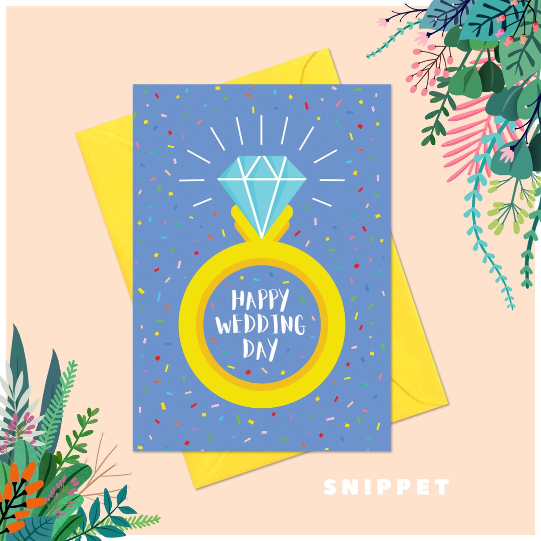 Happy Wedding Day Ring Greeting Card Marriage Cards - Etsy