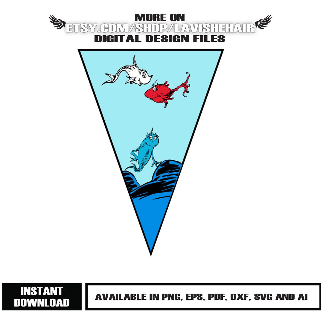 One Fish Two Fish Red Fish Blue Fish Svg, Dr Seuss Svg, Dr Seuss Book ...