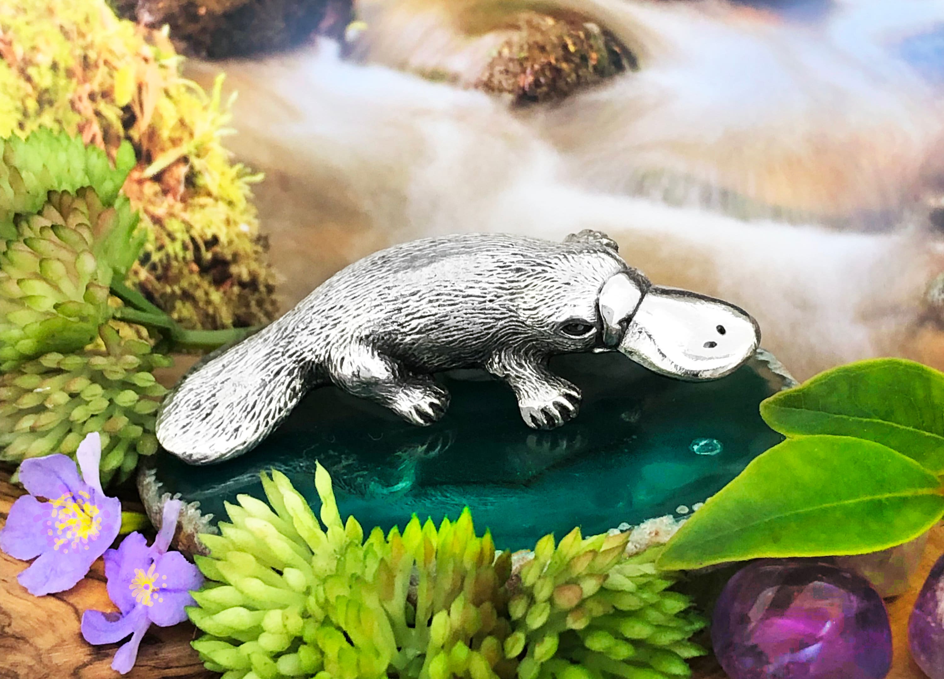 Platypus Figurine Miniature, Genuine Handmade Solid Pewter, 3-D ...