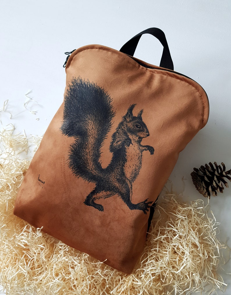 Backpack With Squirrel Squirrel Velour Cartoon Daily Wear - Etsy