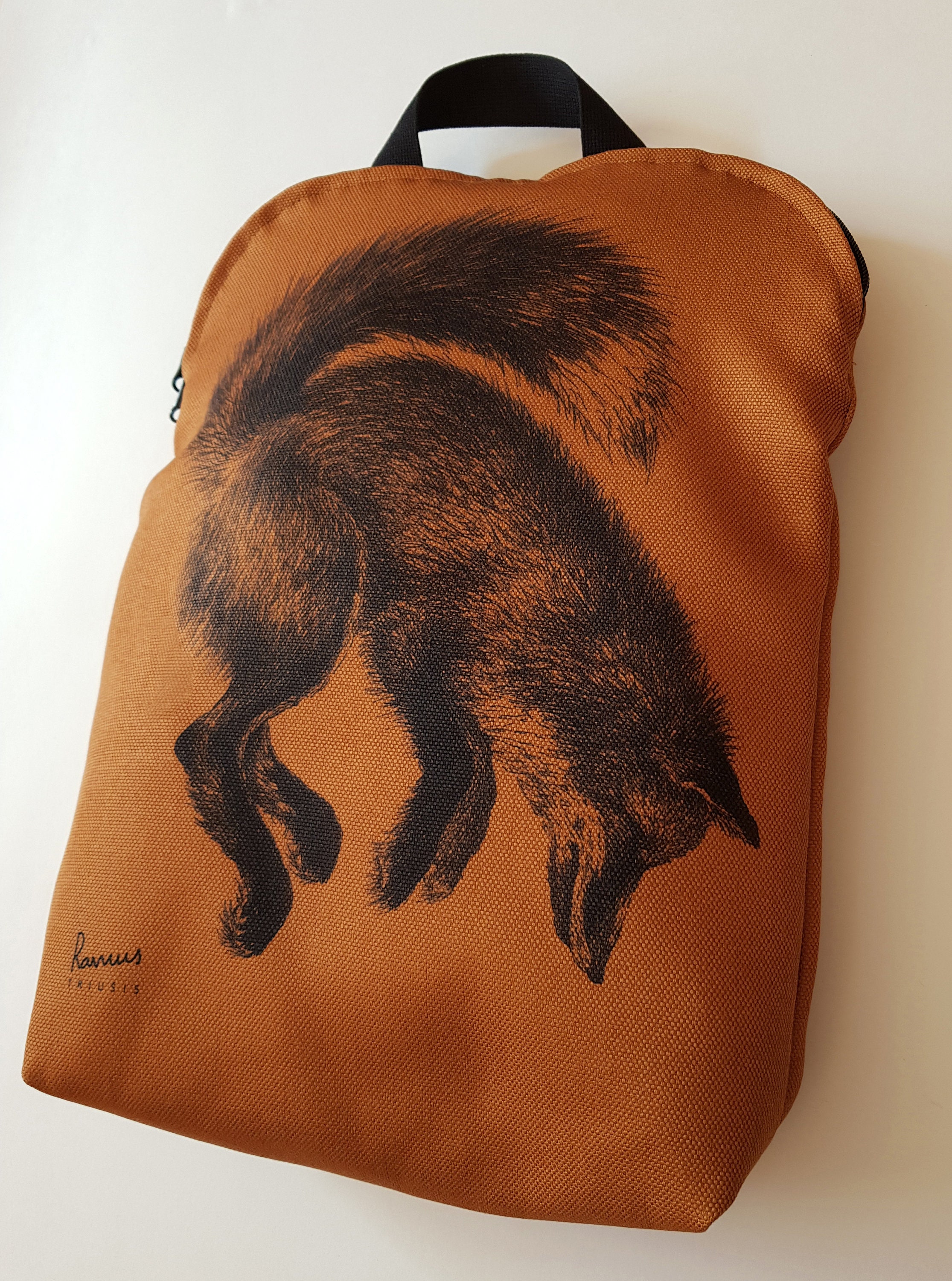 Fox backpack velour daily wear trips backpack casual | Etsy