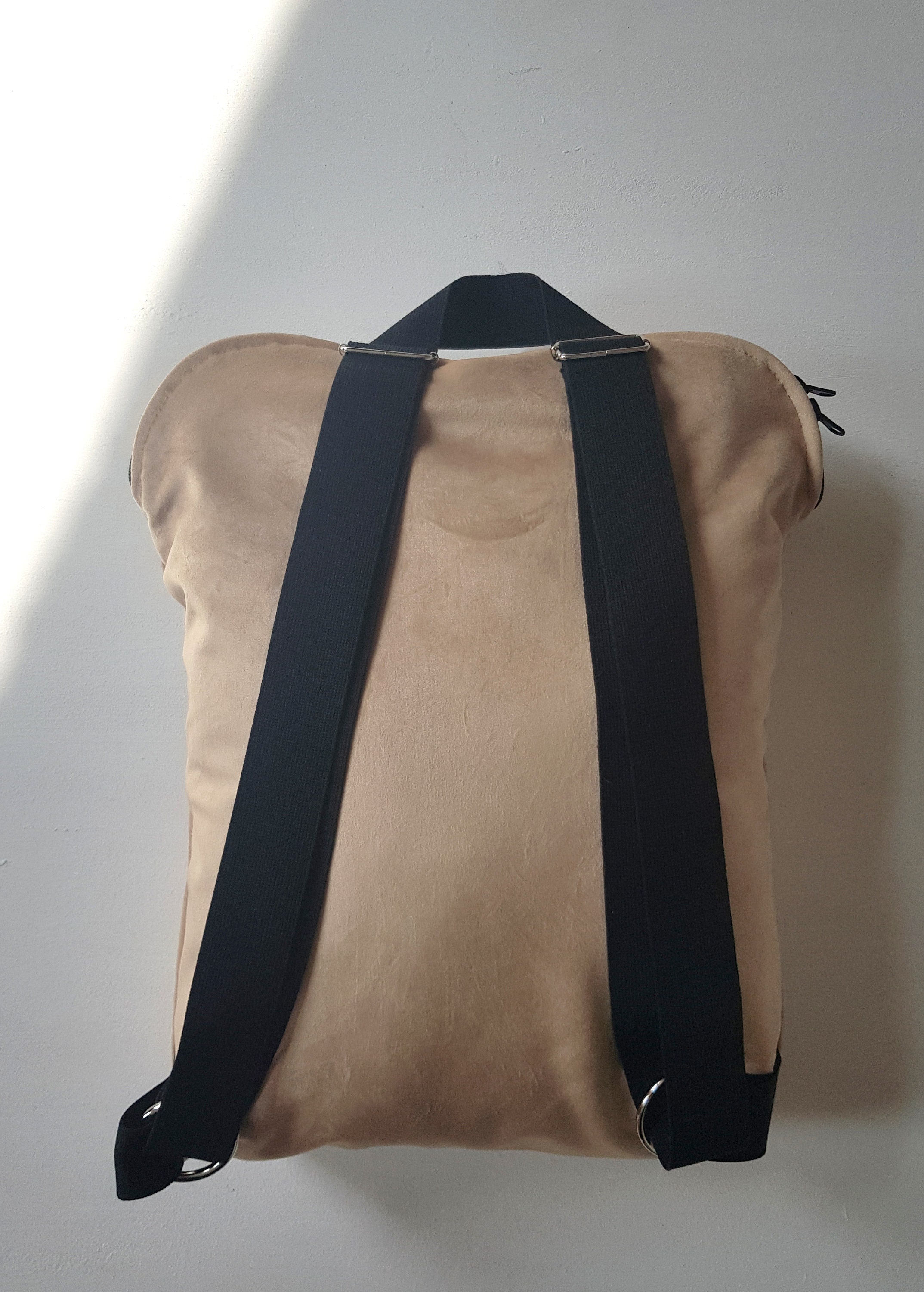 Velour Bumblebee Backpack: Beige Daily Wear Rucksack - Etsy