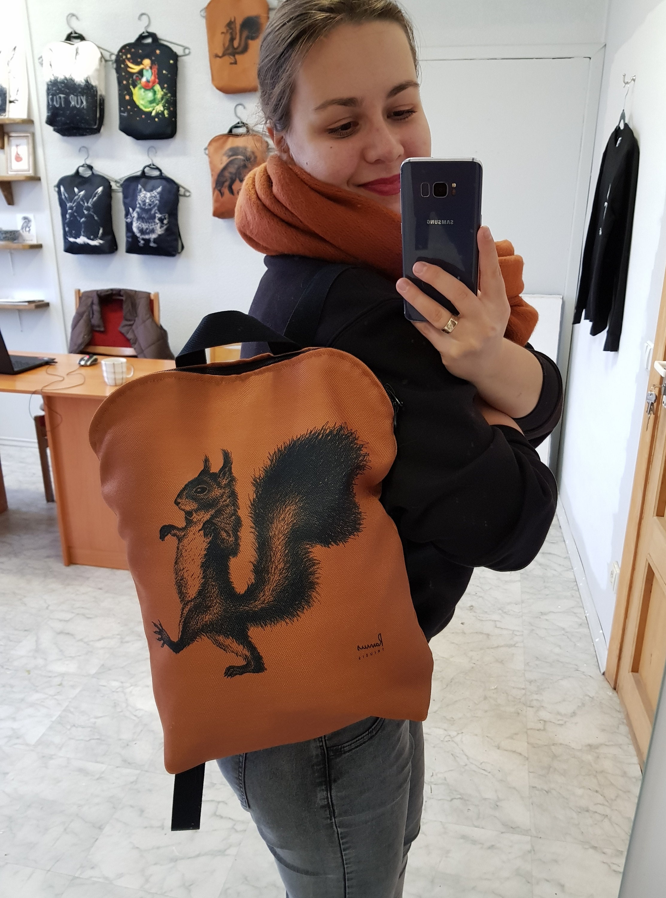 Backpack With Squirrel Squirrel Velour Cartoon Daily Wear - Etsy