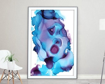Blue and purple art | Etsy