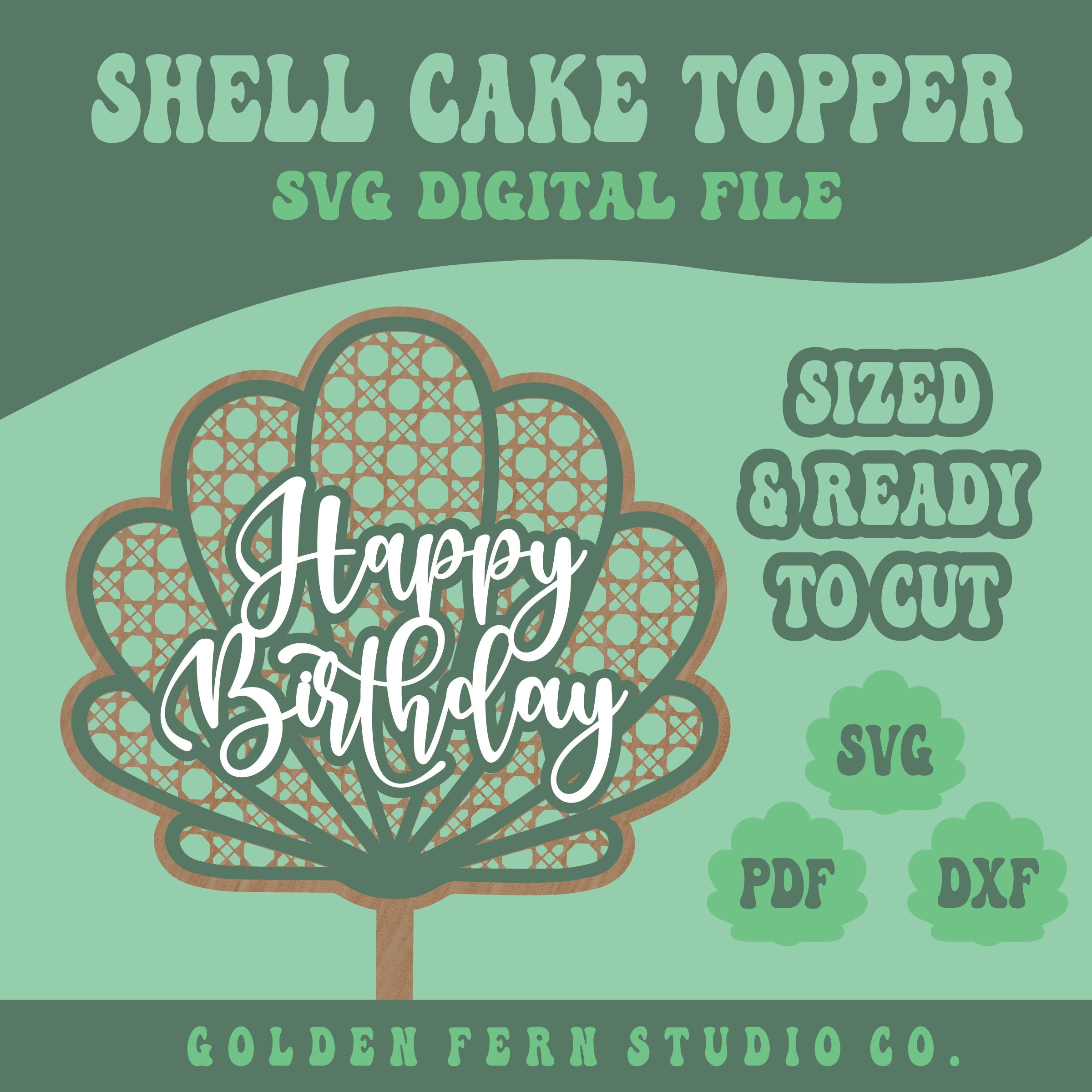 Shell Cake Topper Happy Birthday Topper SVG Digital Download - Etsy