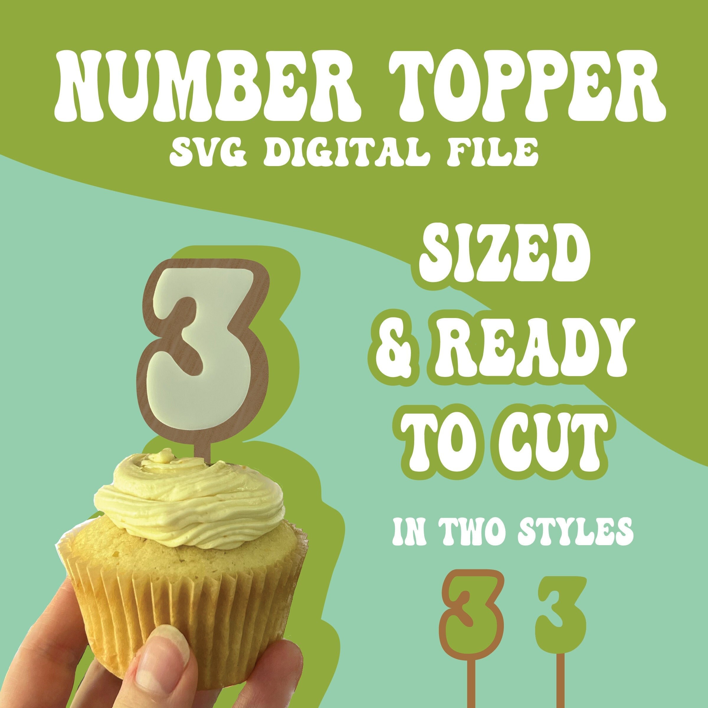 Cupcake Number Birthday Topper SVG Digital Download | Glowforge Cut ...