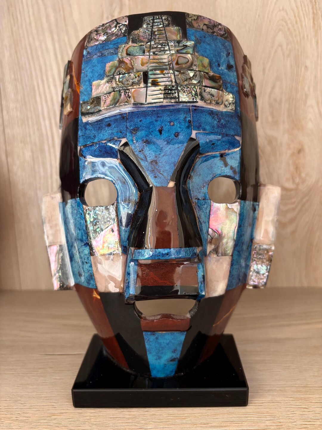 Vintage Mexican Mayan Burial Mask Aztec Abalone Ceremonial Art Decor ...