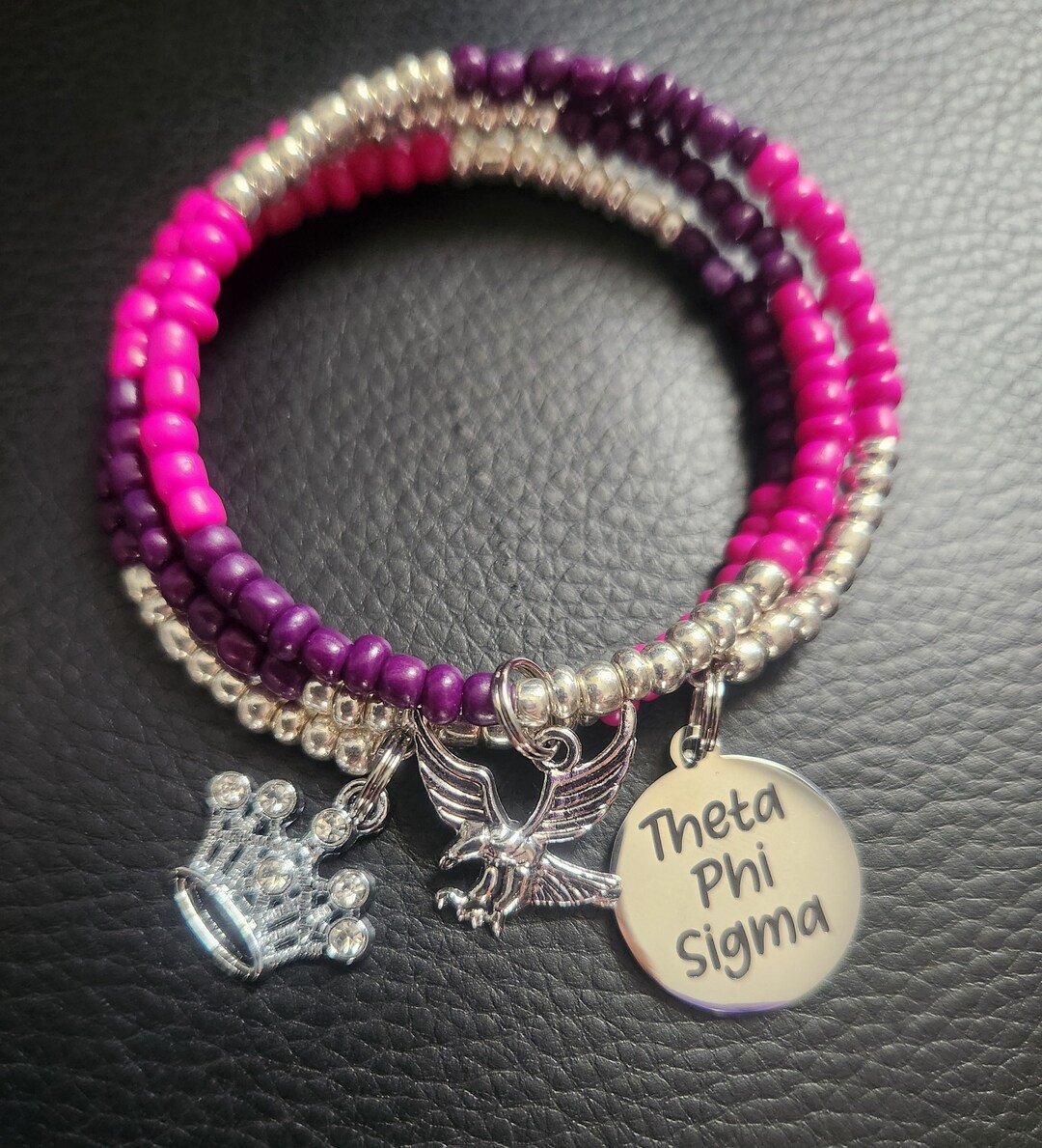 The Kira...theta Phi Sigma Pink, Purple, & Platinum Wire Wrapped ...