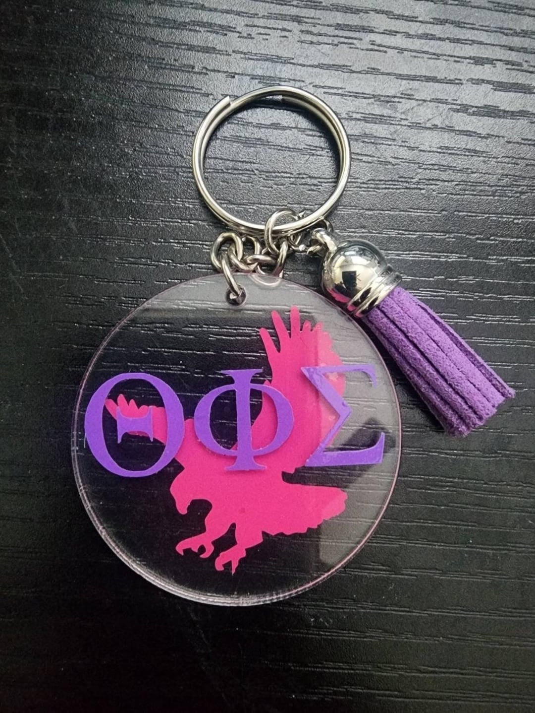 Theta Phi Sigma Greek Symbol Vinyl Keychain With Purple Tassel - Etsy