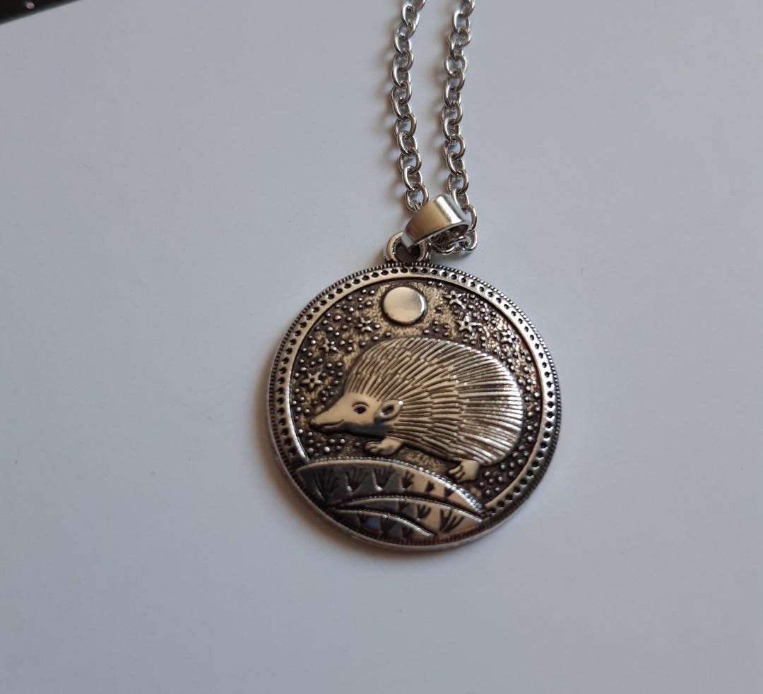 Necklace With a Round Pendant Hedgehog, Moon, Stars Jewelry Color Gold ...