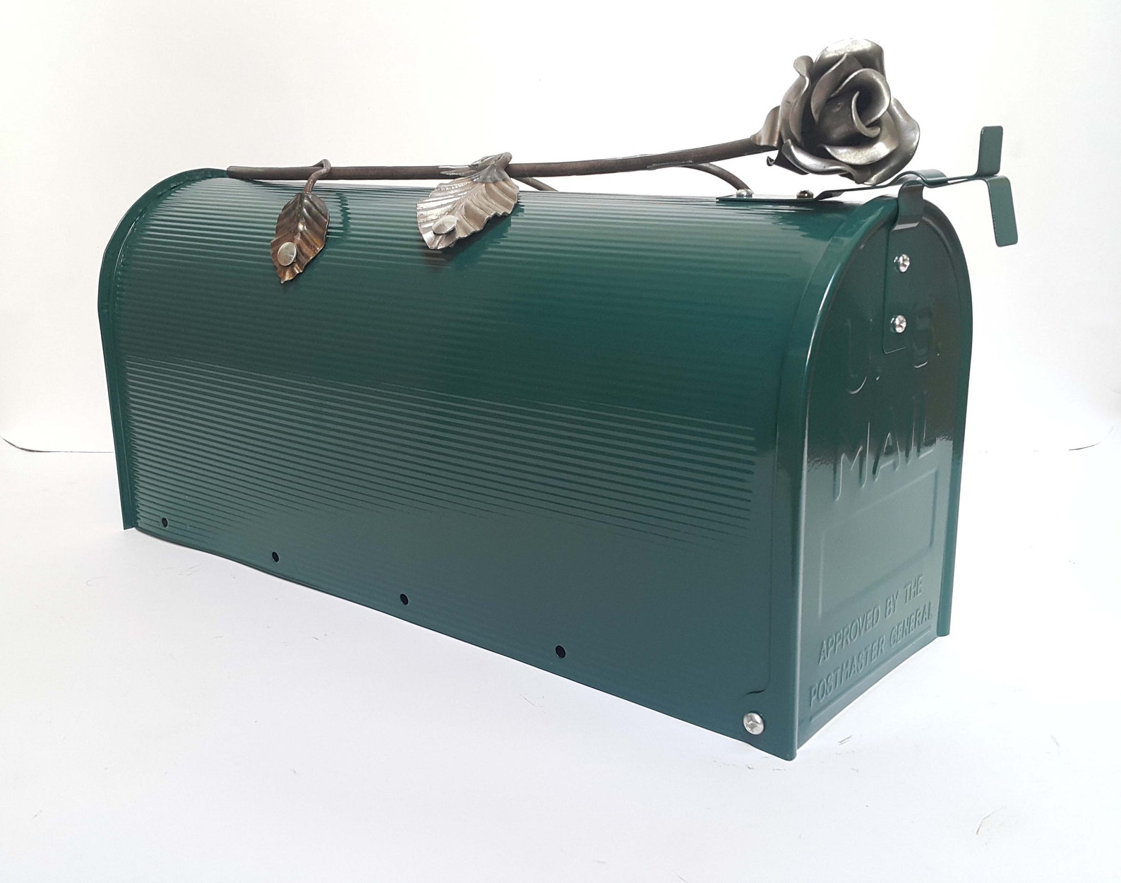Green Mailbox Post Mounthandmade Forged Steel Roseart - Etsy