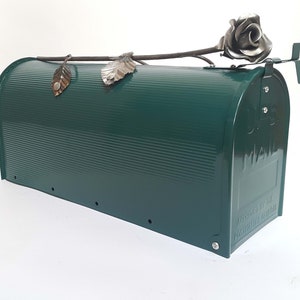 Green Mailbox Post Mount,handmade Forged Steel Rose,art Mailbox ...