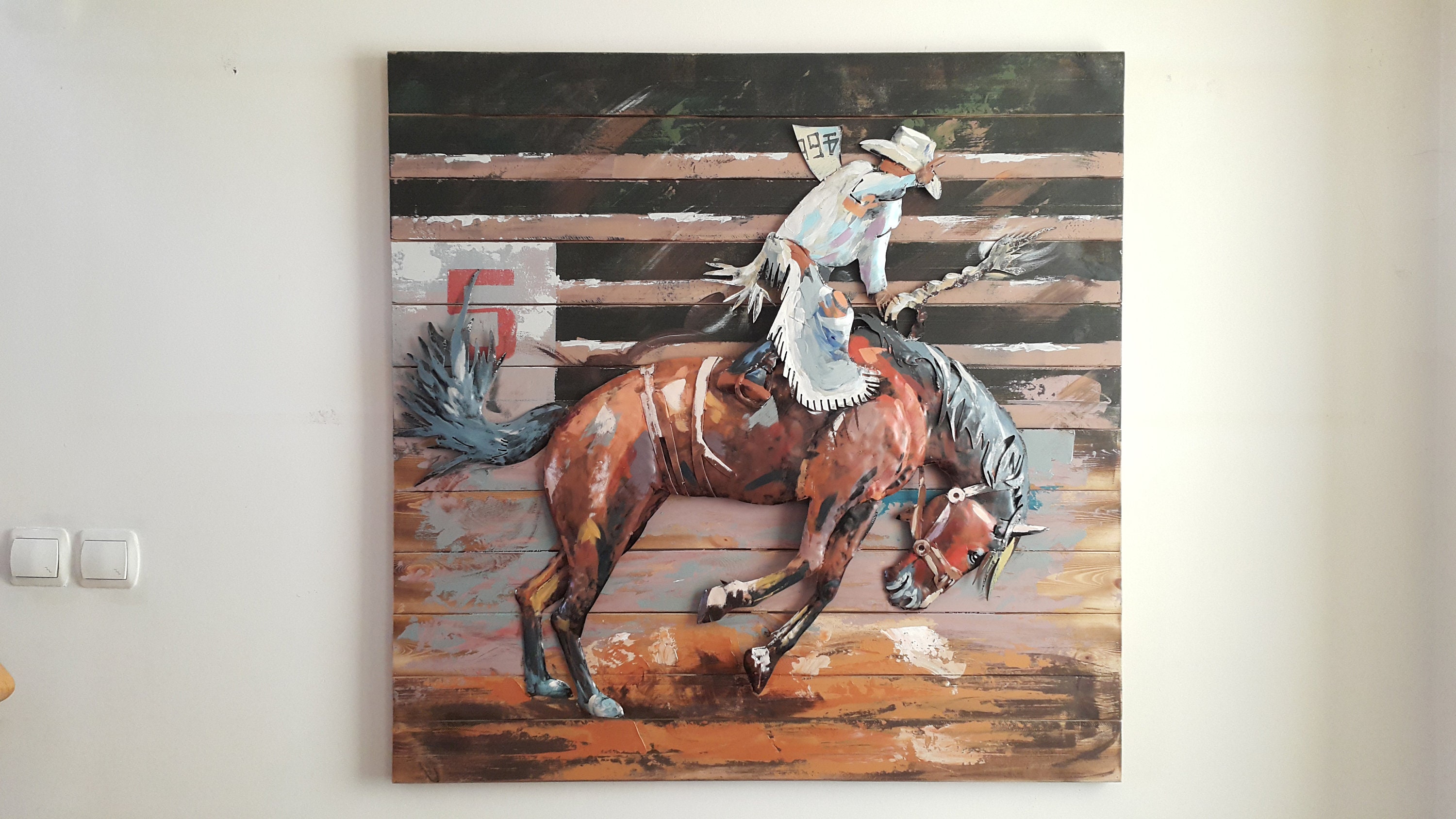 Rodeo Cowboy Rustic Wall Decor 3D Metal Wood Wall Art metal | Etsy