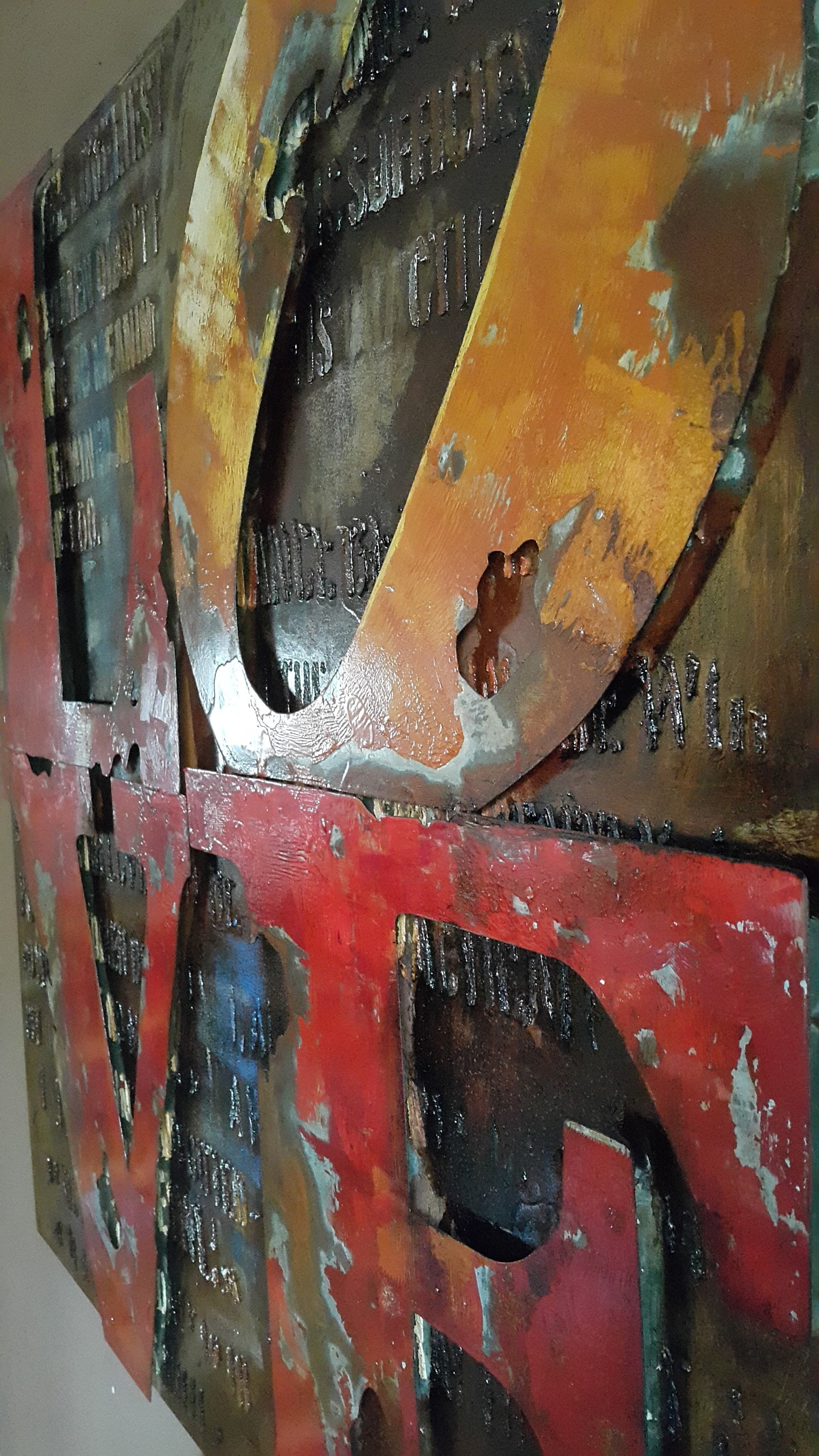 LOVE Metal Wall Art Sculpture Handmade 3 D PaintingLarge | Etsy