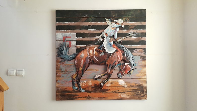 Rodeo Cowboy Rustic Wall Decor 3D Metal Wood Wall Art ,metal Art ...