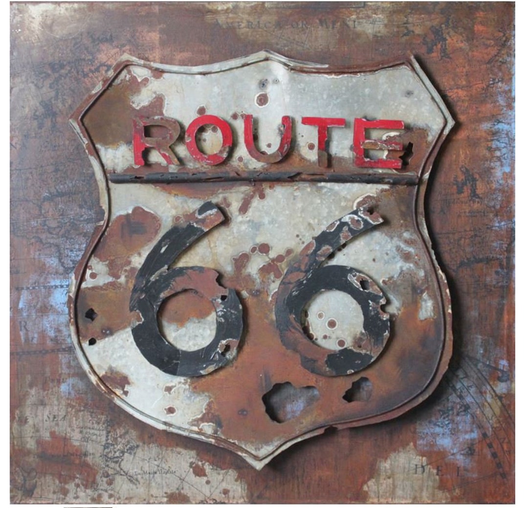 Route 66 Metal Wall Art Sculpture Handmade 3D Wall Decor,metal Painting ...