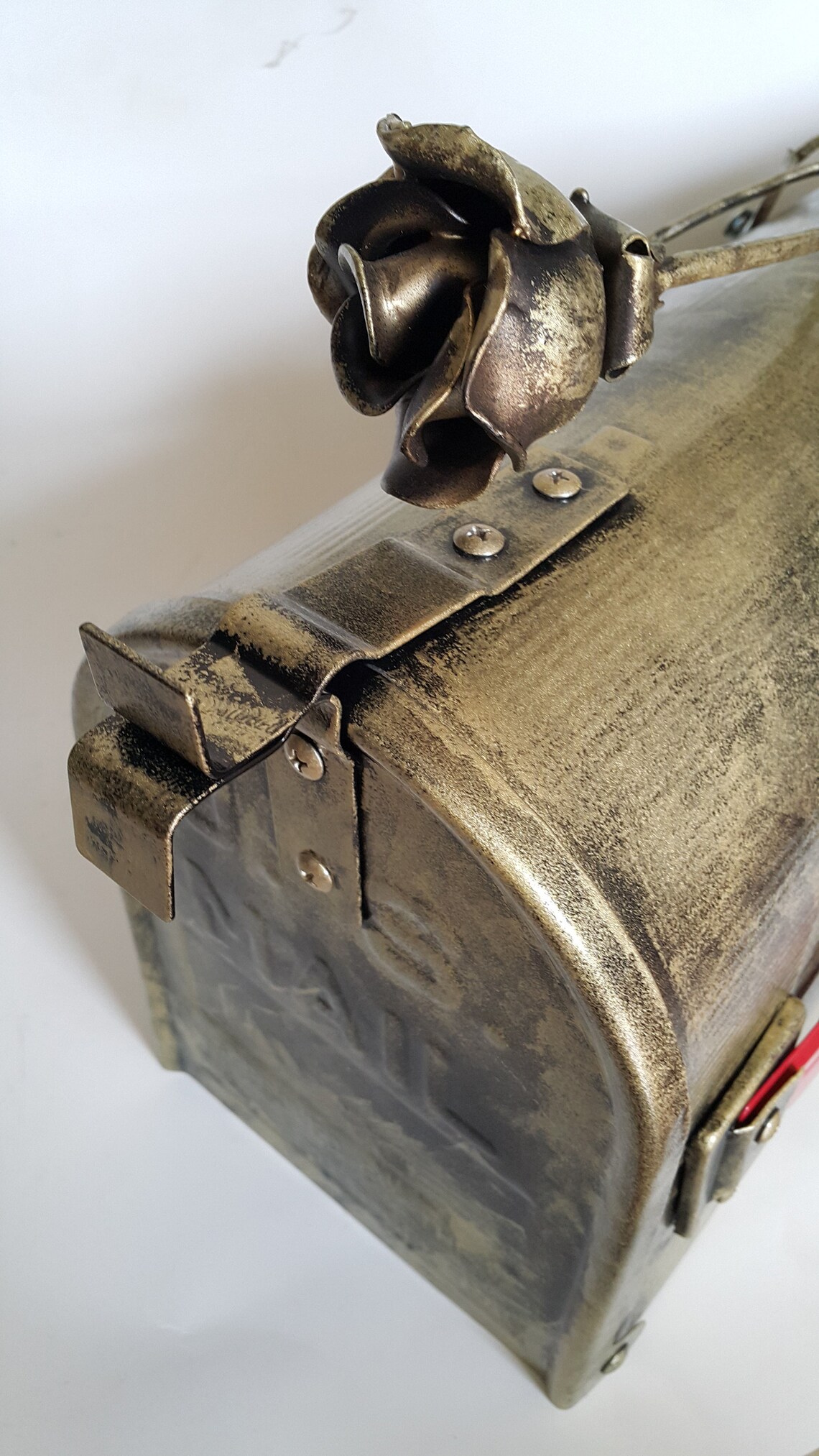 Hand Painted Mailbox Post Mount,handmade Forged Steel Rose,artist ...