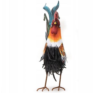 Colorful Rooster Metal Garden Figurine Rooster,garden Sculpture Animals ...
