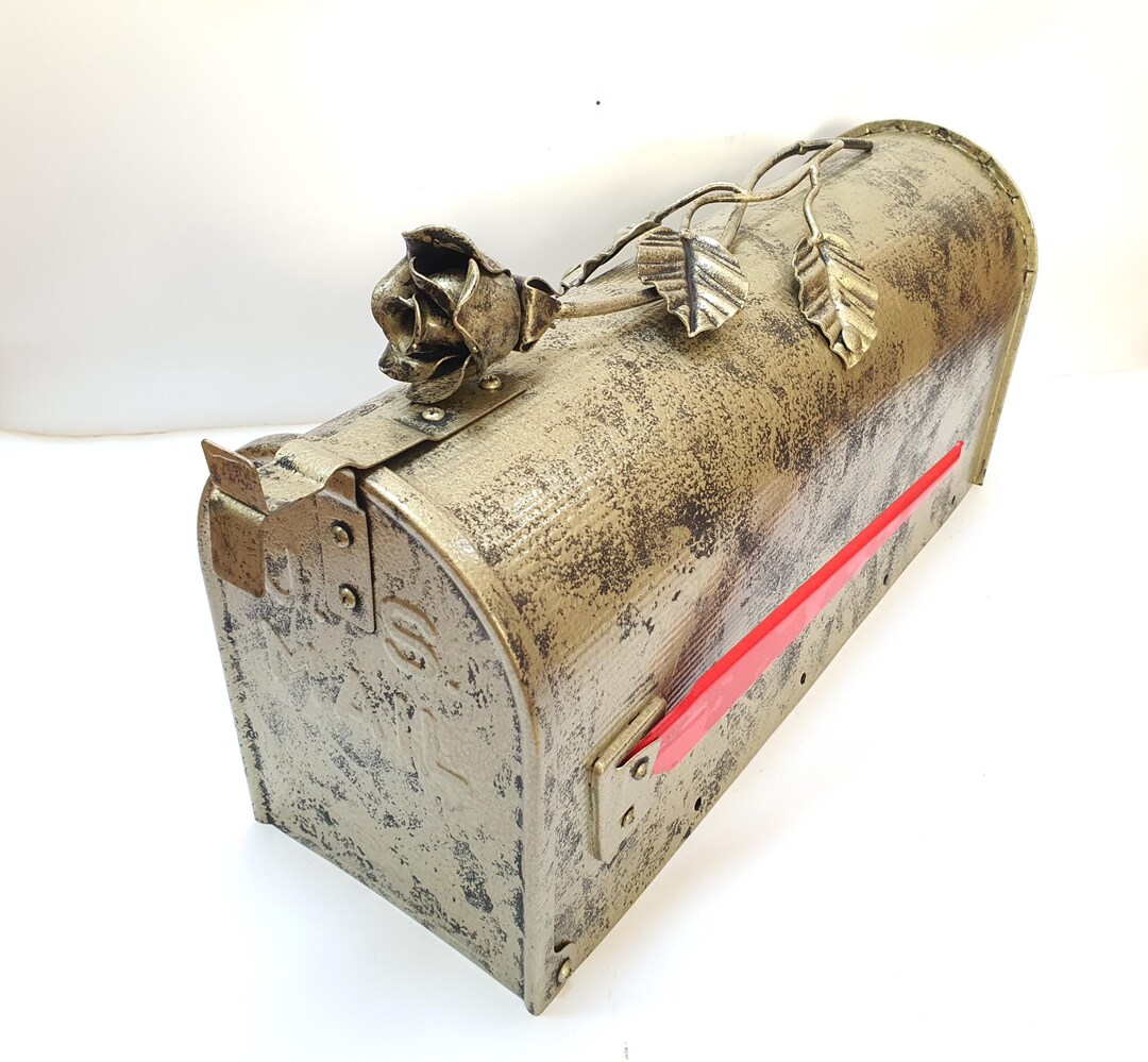 Hand Painted Mailbox Post Mount,handmade Forged Steel Rose,artist ...
