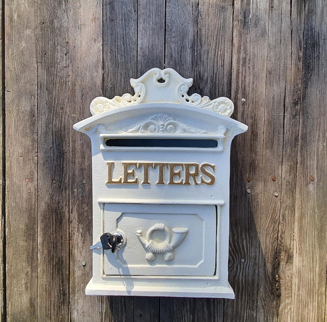 Stunning Vintage Style Letterbox White Metal Wall Door Mount Mailbox - Etsy