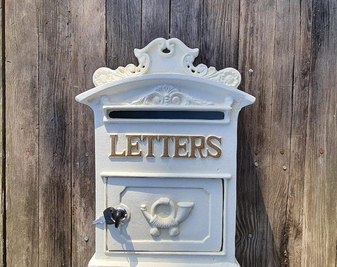 Stunning Vintage Style Letterbox White Metal Wall Door Mount Mailbox - Etsy