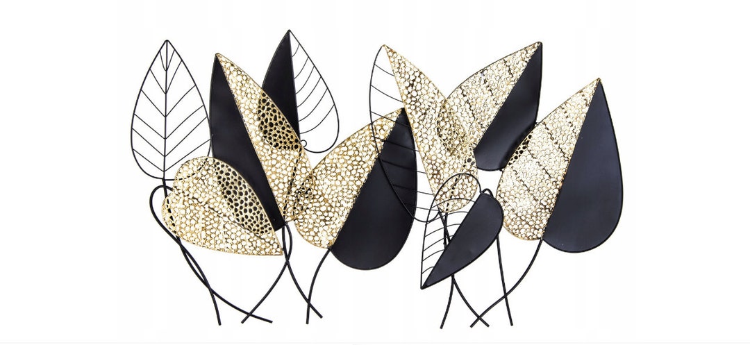 Twig With Leaves Metal Decoration Wall Decoration 43"x 25" Wall Twig ...