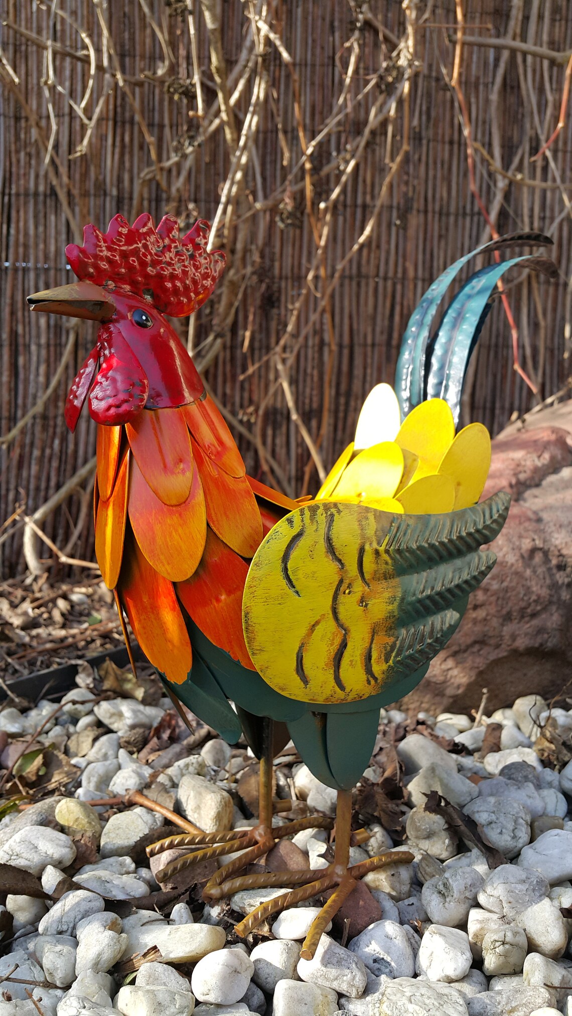 Colorful Rooster,metal Garden Figurine Rooster,garden Sculpture Animals ...