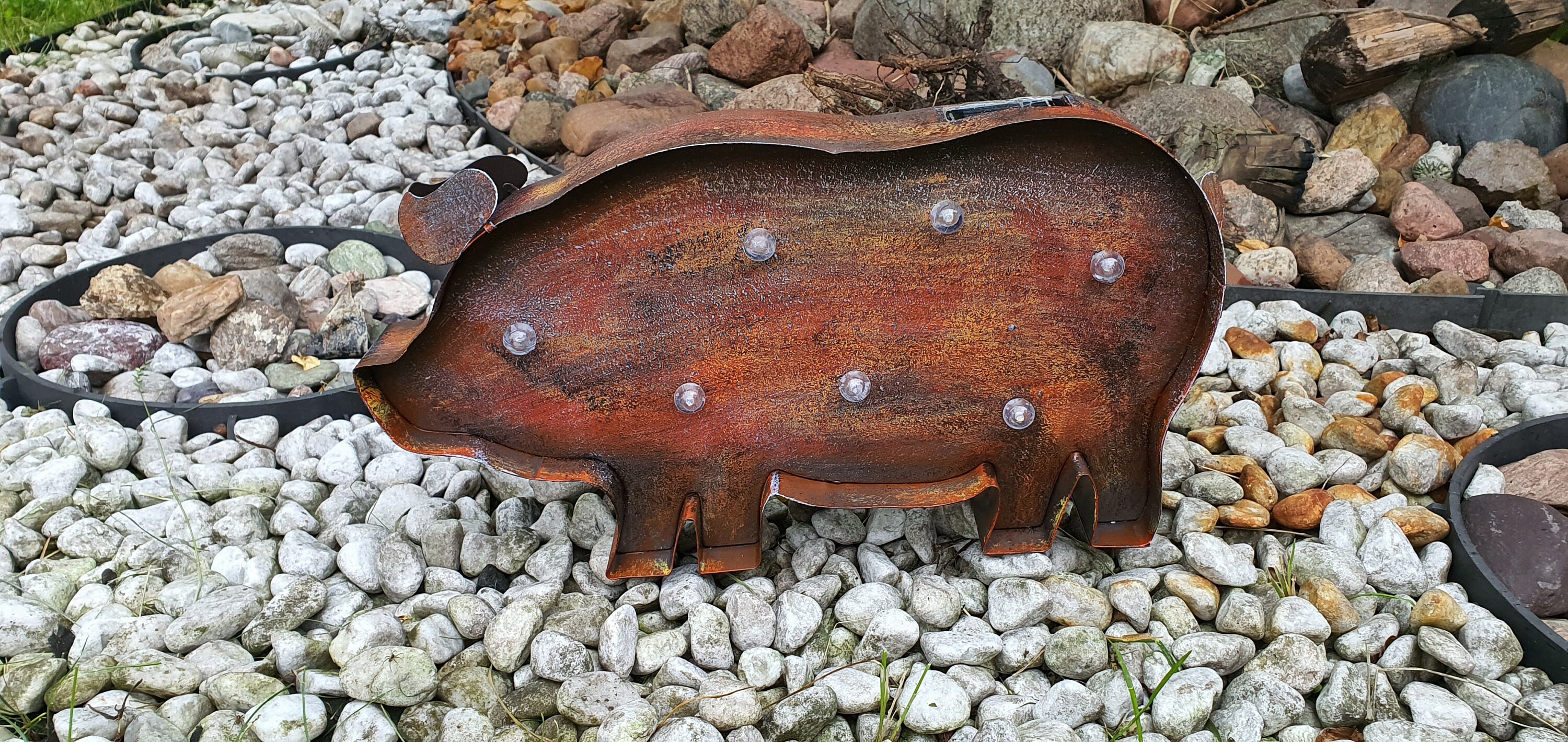 Pig With Leds Solar Panel,metal Garden/home Decor,sculpture Pigs,statue ...