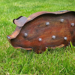 Pig With Leds Solar Panel,metal Garden/home Decor,sculpture Pigs,statue ...