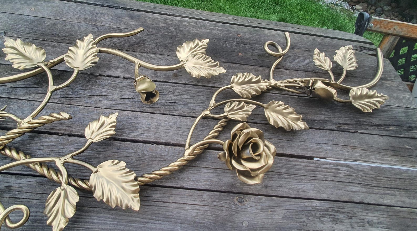 Stunning Steel Wall Sculpture Twig With Roses ,black or Gold,home Wall ...