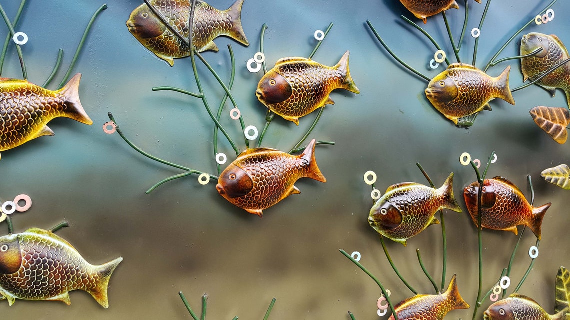 Metal Wall Art Fish Aquariumhandmade 3 D Paintingmetal Home - Etsy