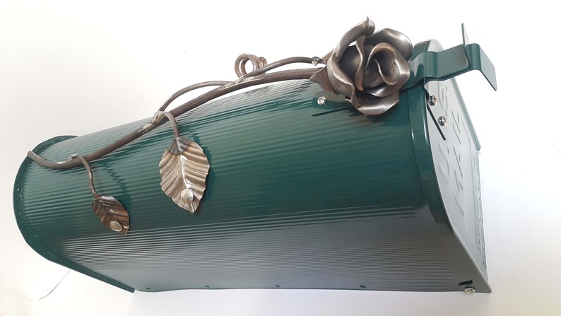 Green Mailbox Post Mounthandmade Forged Steel Roseart - Etsy