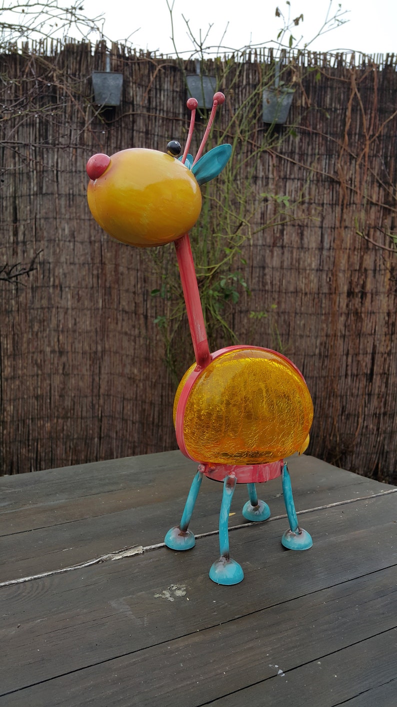 Giraffe With LED S Solar Panelmetal Garden/home Decor | Etsy