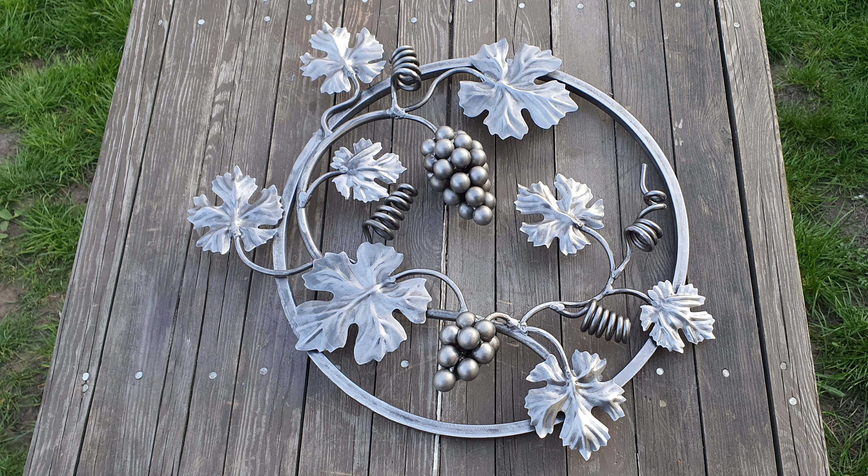 Forged Elements Rosette of Grapes vine Twig With Grape Craft - Etsy UK