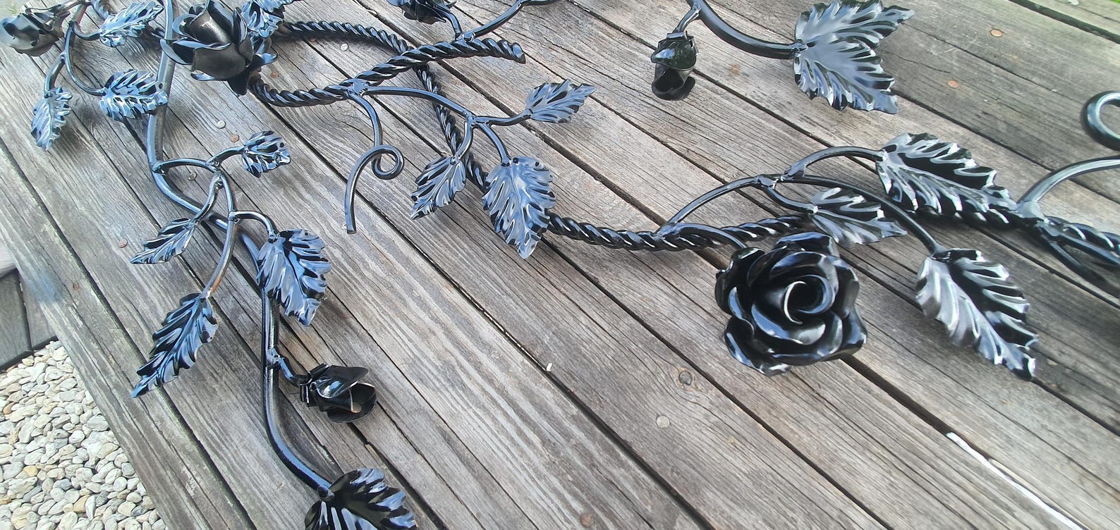 Stunning Steel Wall Sculpture Twig With Roses ,black or Gold,home Wall ...